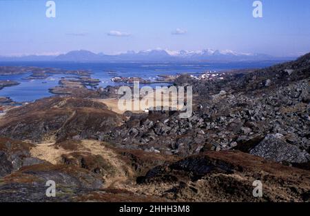 View of the surrounding archipelago and Lovund island in 1991, analog ...