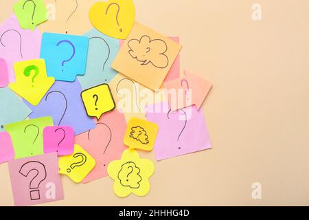 Paper sticks with question marks on white background Stock Photo - Alamy