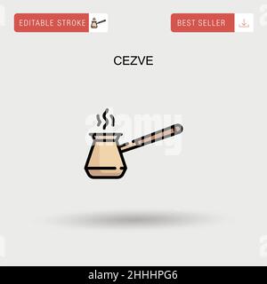 Metal cezve. Traditional turkish coffee making pot in hand drawn style ...