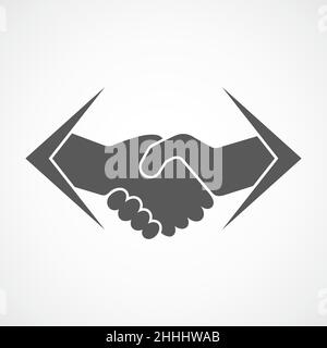 Abstract gray handshake icon in flat design. Handshake with arrows left ...