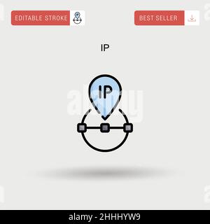 IP icon logo sign vector outline in black and white color Stock Vector ...