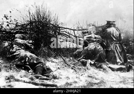 WW1 - British soldiers firing from a captured German trench Stock Photo ...