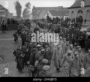 WW1 German troops marching through Belgium in the early stages of the ...
