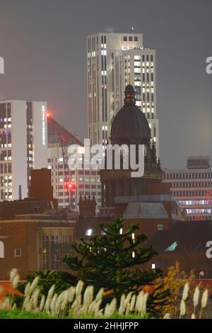 Leeds Town Hall with Altus House which is Yorkshire's tallest building ...