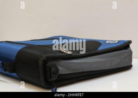 Blue trapper keeper type binder against white background Stock Photo ...