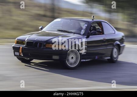 Black Modified and tuned BMW E34 for drifting on the track with motion ...