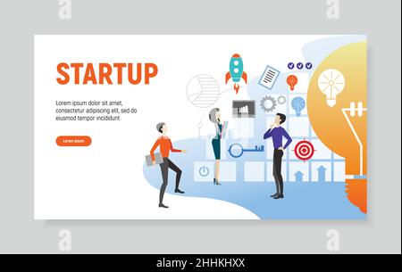 Business startup technology vector illustration. UX, UI onboarding ...