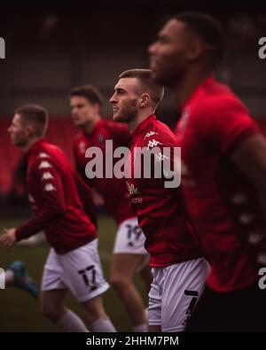 Ryan Watson of Salford City FC in the warm up during the Sky Bet League ...