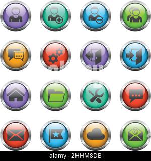 User account settings round color beveled buttons with smooth surfaces ...