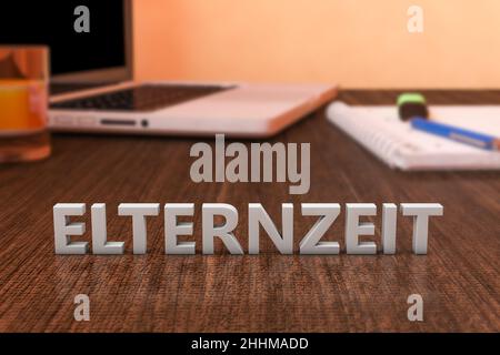 Parental Leave - letters on wooden desk with laptop computer and a ...