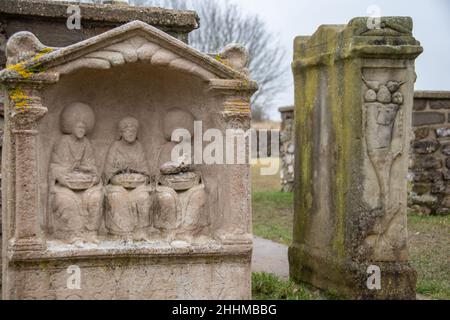 Matrons on a votive stone in Nettersheim Stock Photo - Alamy