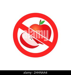 Sign No apple. Red stop sign fruit apple. Isolated on white background ...