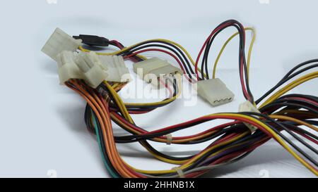 computer smps connecting wires back side view with white background ...