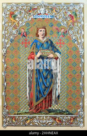 Louis IX, 1214 – 1270, Saint Louis, King of France, seated, being ...