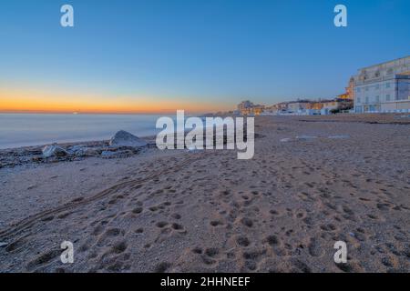 Sunset on the beach of Porto Recanati, Marche, Italy, Europe Stock ...