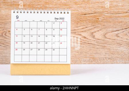 The September 2022 desk calendar on wooden background Stock Photo - Alamy