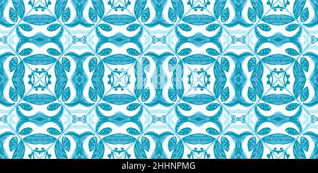 Majolica ornament. Watercolor majolica. Seamless portuguese pattern ...