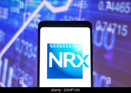 In this photo illustration, a NRX Pharmaceuticals logo seen displayed ...