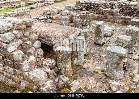 Hypocausts in the ruins of Vindolanda Roman auxiliary fort at ...