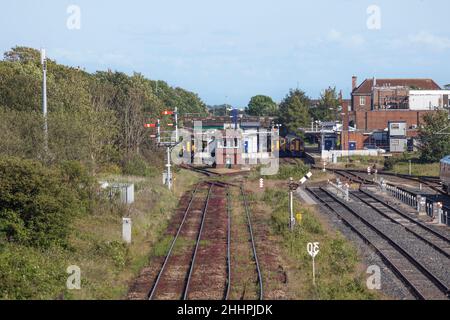 Barrow-in-Furness railway station Cumbrian coast line semaphore signals ...