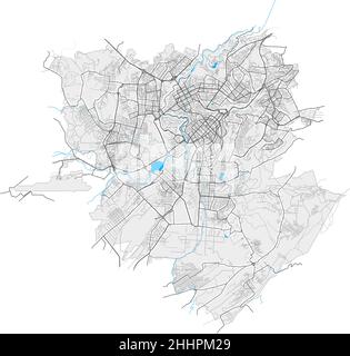 Yerevan vector map. Detailed map of Yerevan city administrative area ...