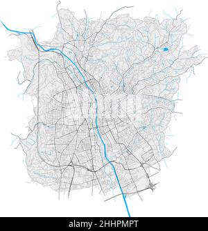 Graz vector map. Detailed map of Graz city administrative area ...