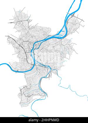 Map of Liege, Belgium. Detailed city vector map, metropolitan area ...