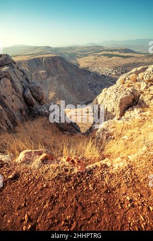 Rocky landscape in northern Israel. Arbel cliff on Mount Nitai (Har ...