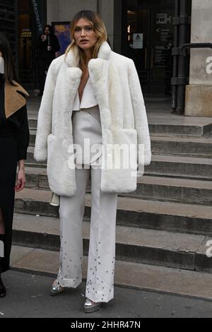 Chloe Lecareux arriving at the Stephane Rolland show during Paris ...