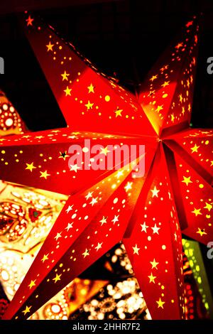 Bath Christmas Market - illuminated star decorating market stall, Bath ...