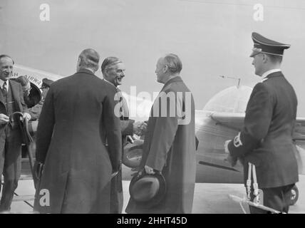 Joachim von Ribbentrop on his arrival at Croydon airport. Ribbentrop ...