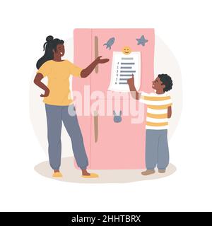 Family rules isolated cartoon vector illustration set. Rules checklist ...