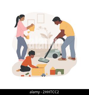 Housework and household chores infographic, vector. House cleaning step ...