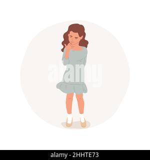 Embarrassed Girl Cartoon Cute Shy Girl Looking Embarrassed Stock