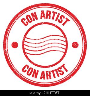 CON ARTIST word written on green round postal stamp sign Stock Photo ...