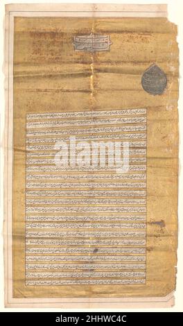 Two Late Mughal Letters, ca 1780, Country of Origin India, Ink and gold ...