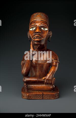 Figure: Seated Male. Culture: Kongo peoples. Dimensions: Height 3 in ...
