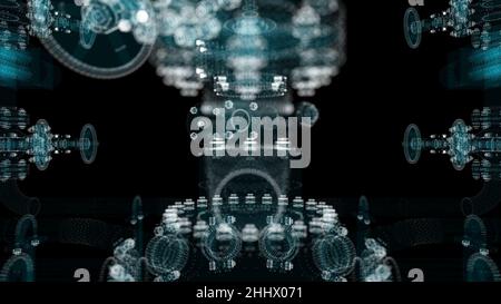 Particle hologram industrial equipment, valves, pipes and sensors Stock ...