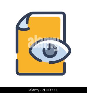 preview document file paper page view eye single isolated icon with outline style vector ...