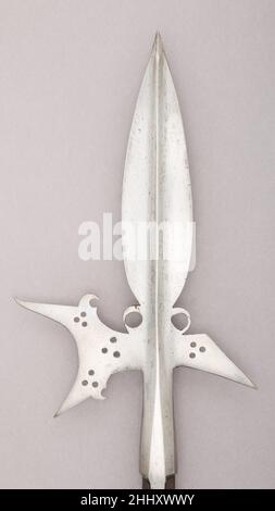 Halberd, early 17th century, German, Steel, wood, textile, brass, L. 99 ...