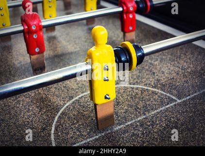 Table Soccer or Foosball Kicker Game, Selective Focus, Retro Tone ...