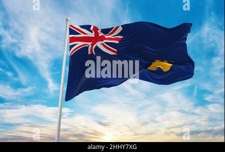 flag of Bumbunga , Australia at cloudy sky background on sunset ...