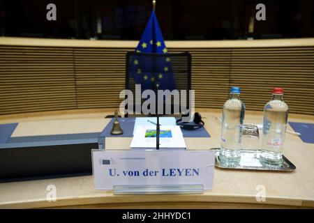Belgium, Brussels: meeting room at the Berlaymont, office building that ...