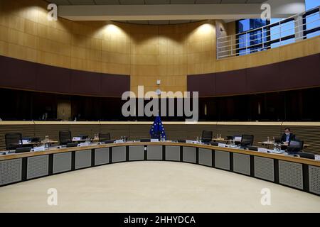 Belgium, Brussels: meeting room at the Berlaymont, office building that ...
