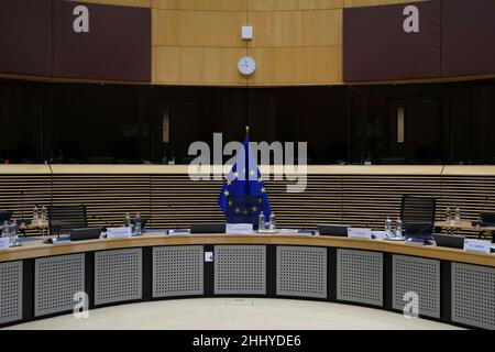 Belgium, Brussels: meeting room at the Berlaymont, office building that ...