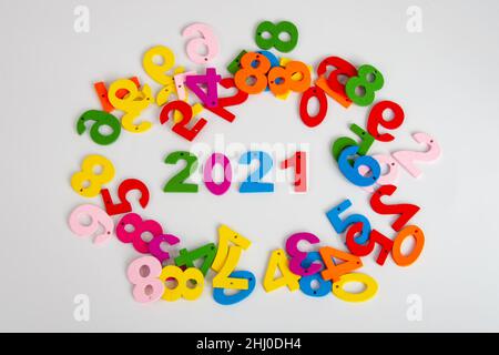 Golden Christmas 2021 balloons isolated on white background. Helium ...
