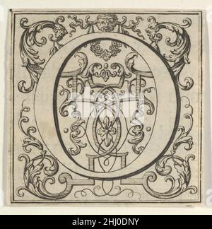 Roman Alphabet letter P with Louis XIV decoration 18th century Bernard ...