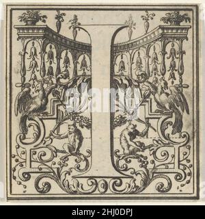 Roman Alphabet letter P with Louis XIV decoration 18th century Bernard ...