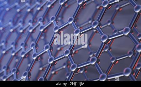 3D rendering of structure of the graphene or carbon surface, abstract ...