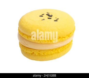 Exclusive yellow macaroon with flavor isolated on the white Stock Photo ...